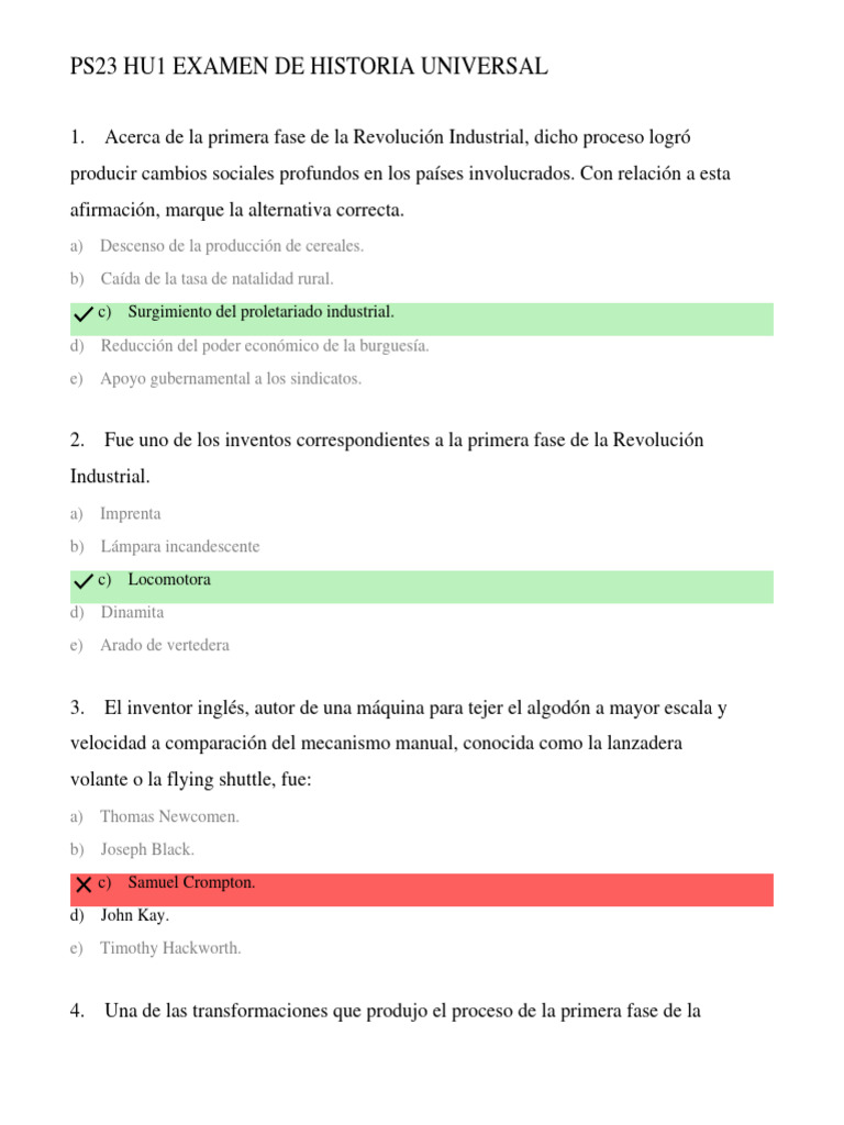 PS23 Hu1 Examen de Historia Universal | PDF