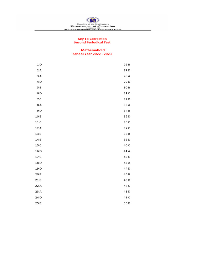 2nd PT TOS - MATH9 | PDF | Exponentiation | Mathematics