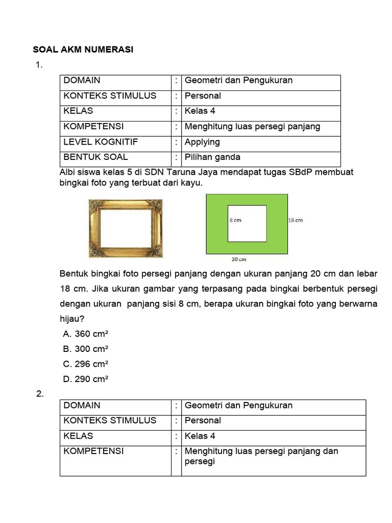 Soal Akm Numerasi Presentasi | PDF