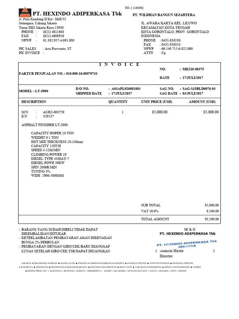 Invoice Exca Burhan | PDF