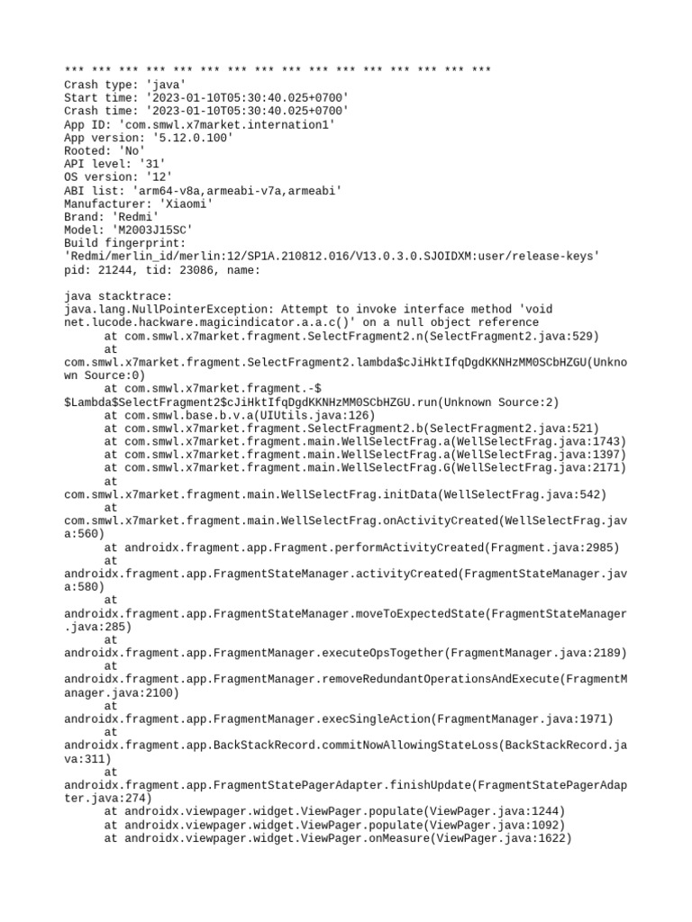 Catchlogs - 2023-01-10 at 05-30-40 - 5.12.0.100 (1165) - .Java | PDF ... Catchlogs - 2023-01-10 at 05-30-40 - 5.12.0.100 (1165) - .Java | PDF ...