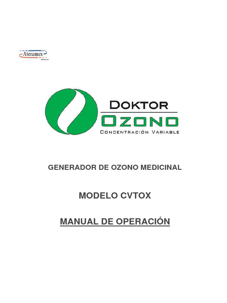Manual de Operacion Doktor Ozono CVTOX | Descargar gratis PDF | Ozono | Enfermedades y trastornos