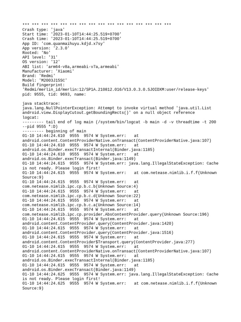 Catchlogs - 2023-01-10 at 14-44-25 - 6.111.2 - .Java | PDF | Java (Programming Language ...