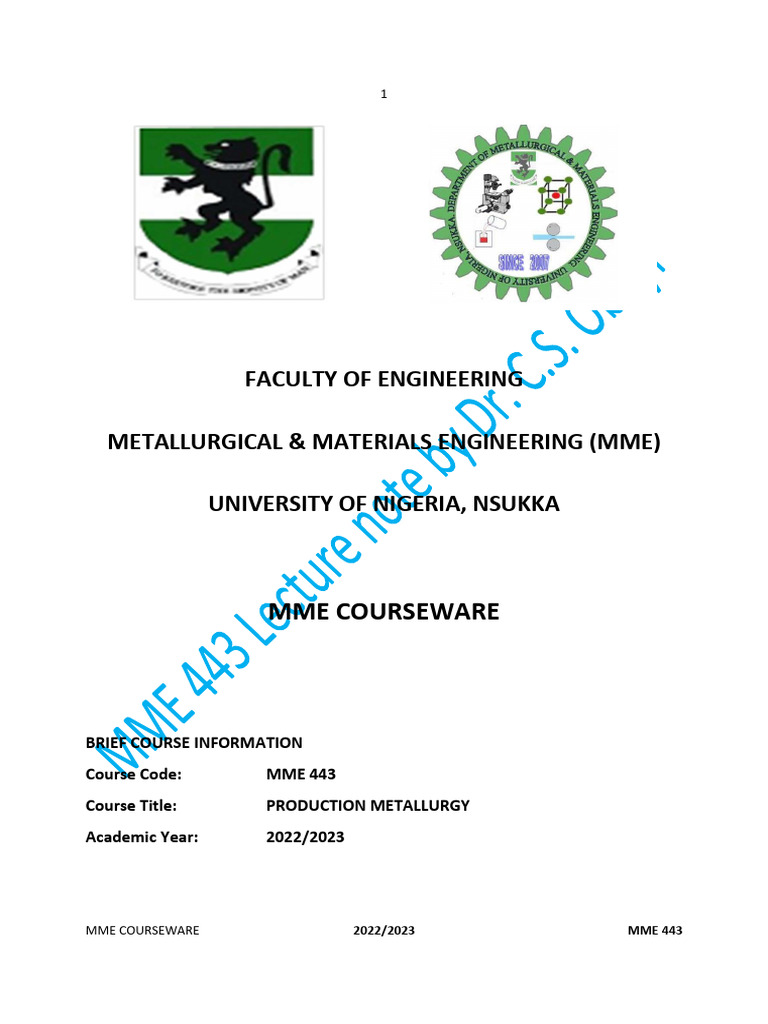 Production Metallurgy Course Overview | PDF | Technology & Engineering