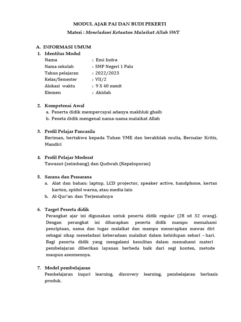 Modul Ajar Pai | PDF