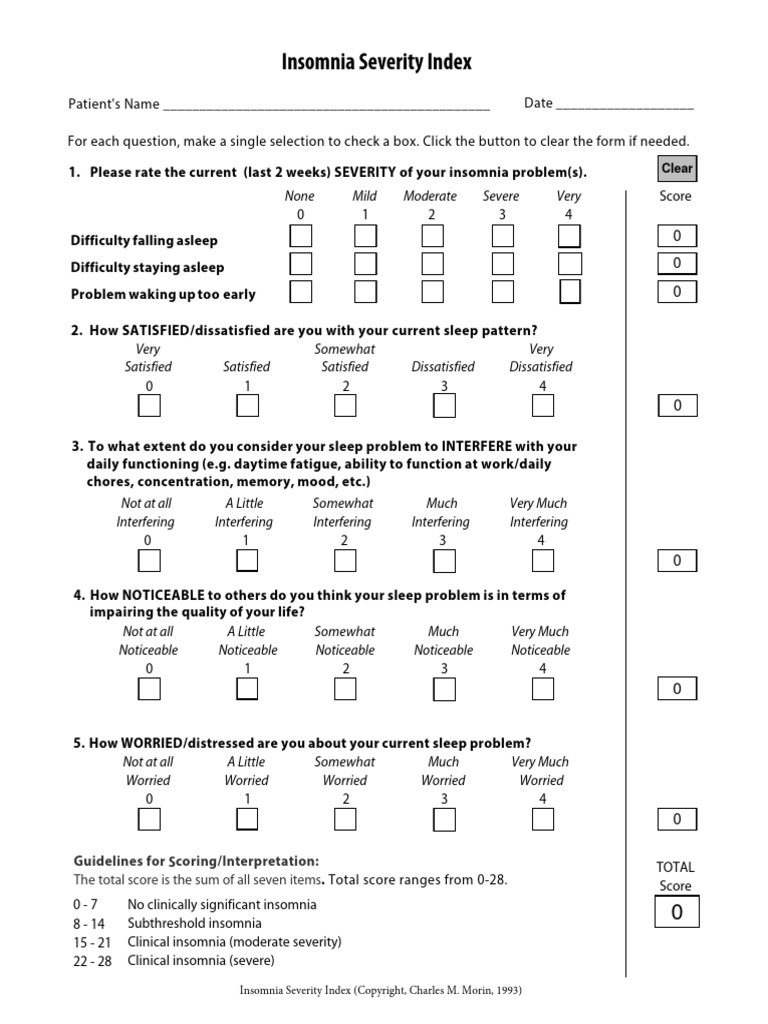 Insomnia Severity Index | PDF