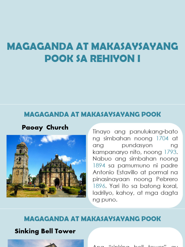 Magaganda at Makasaysayang Pook Sa Rehiyon I | PDF