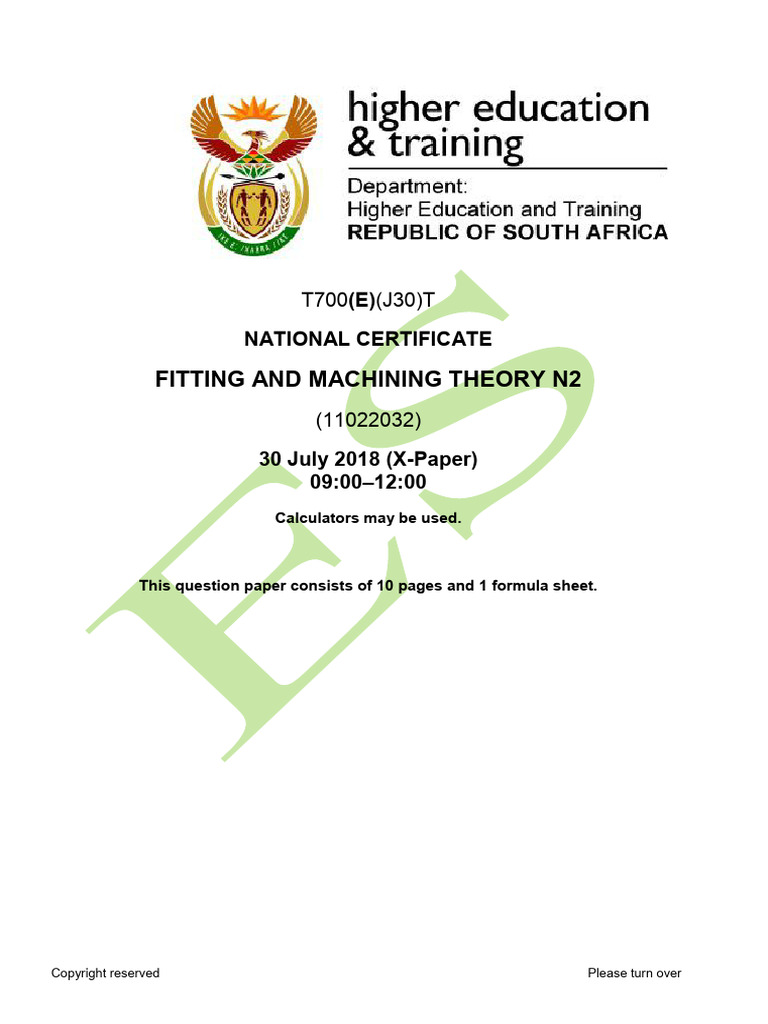 Fitting and Machines n2 2018 Combined | PDF