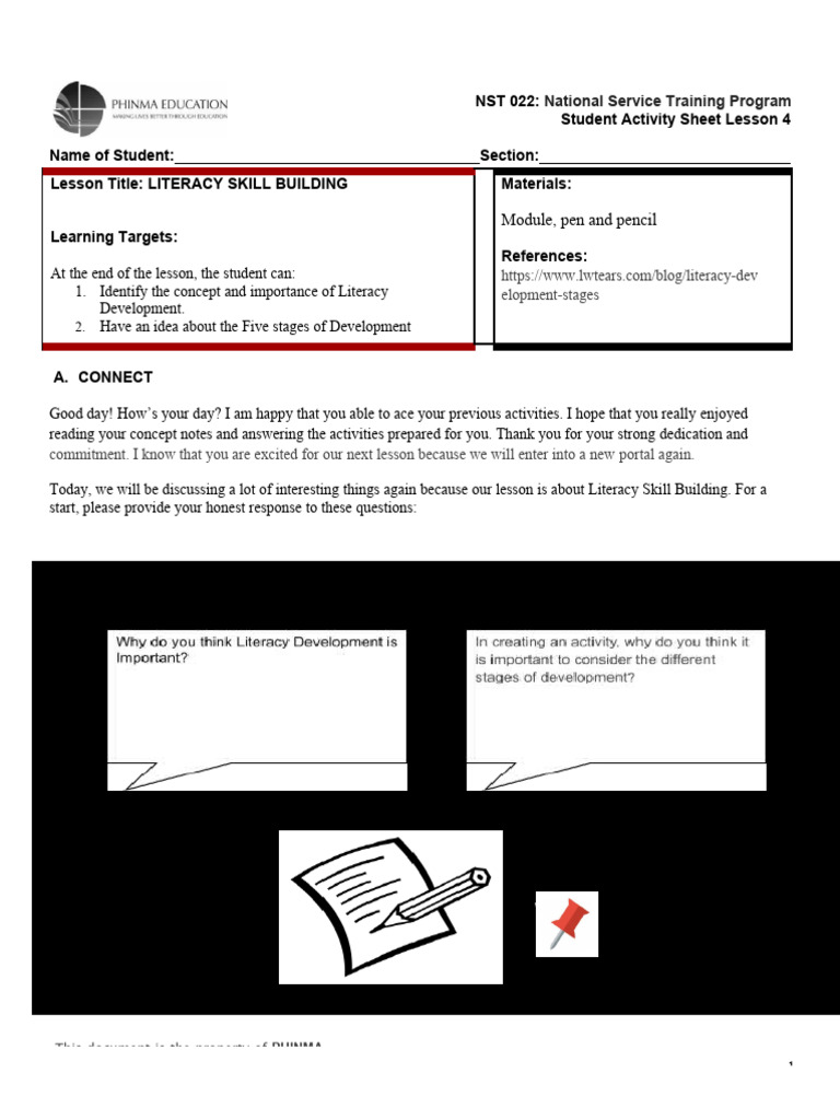 SAS 4 LITERACY SKILL BUILDING - Docx 1 | PDF