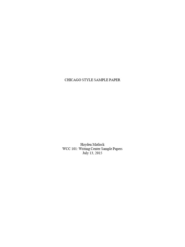 Sample Paper Chicago Style Formatting | PDF