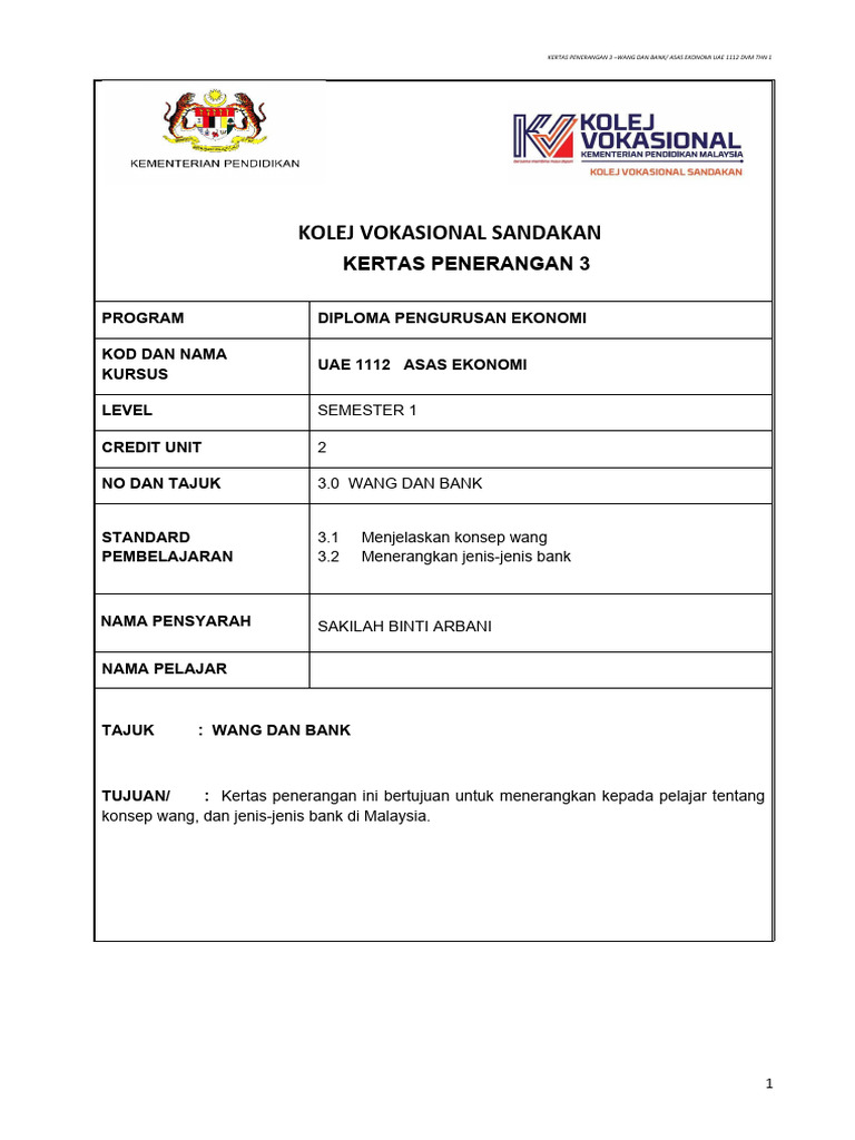 Nota Topik 3 - Wang Dan Bank | PDF