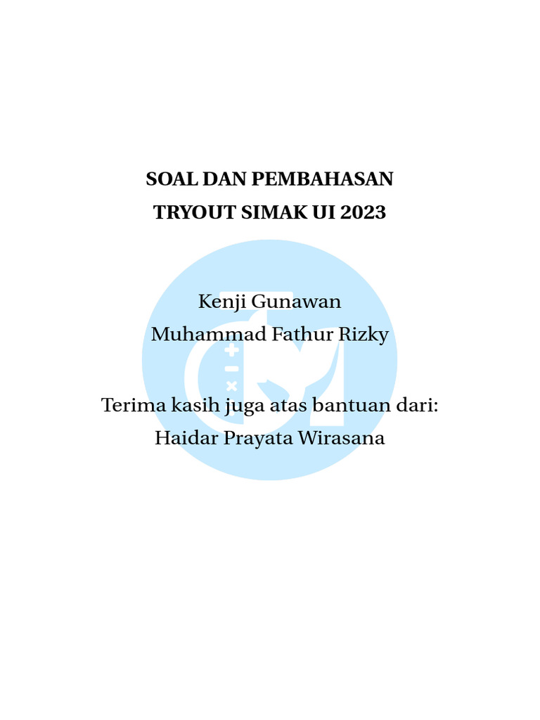 Pembahasan Tryout SIMAK UI 2023 | PDF