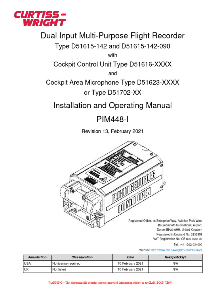 PIM 448-I - DIMPFR Type 142 | PDF | Flight Recorder | Power Supply