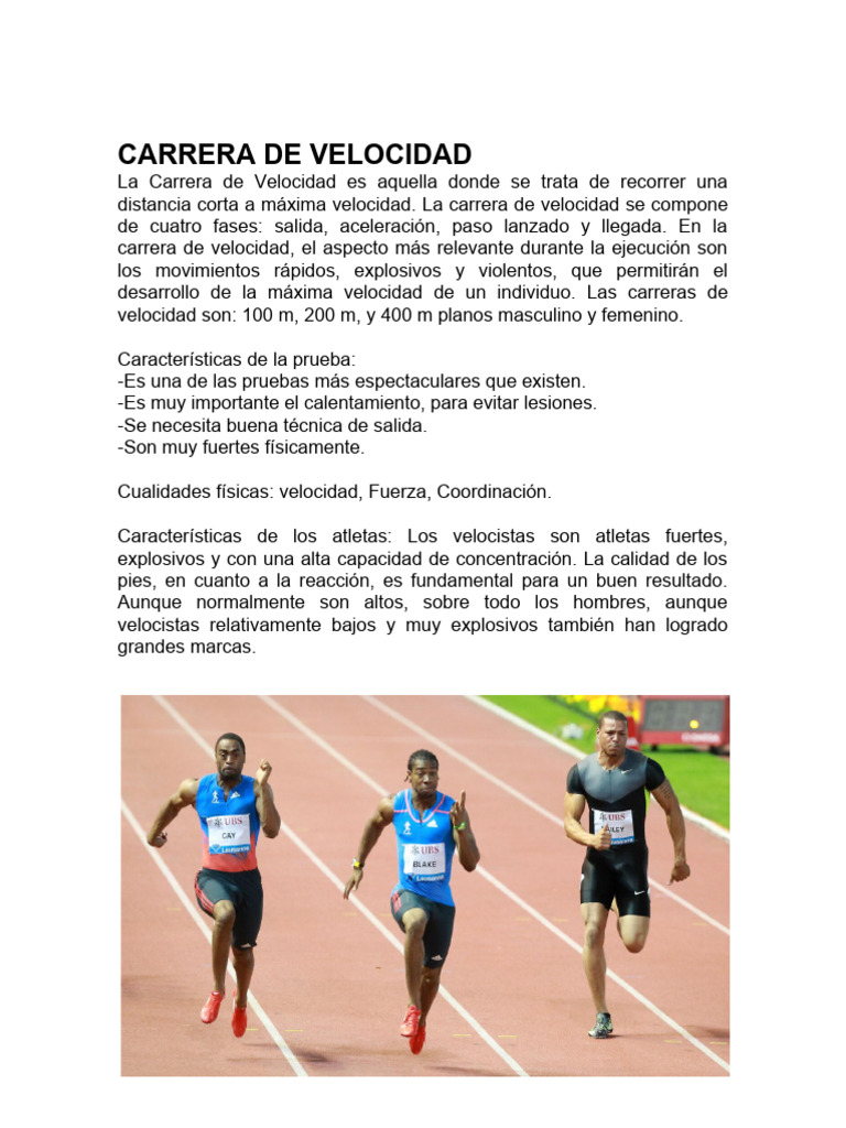 Carrera de Velocidad | PDF