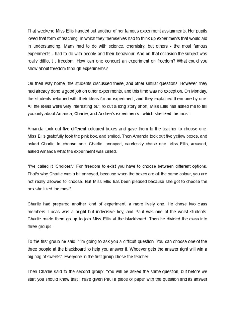 The Experiments of Miss Ellis | PDF | Experiment