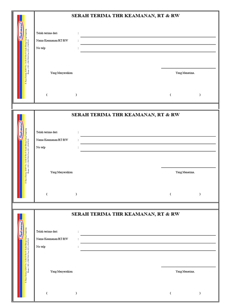 Form Serah Terima Parcel | PDF