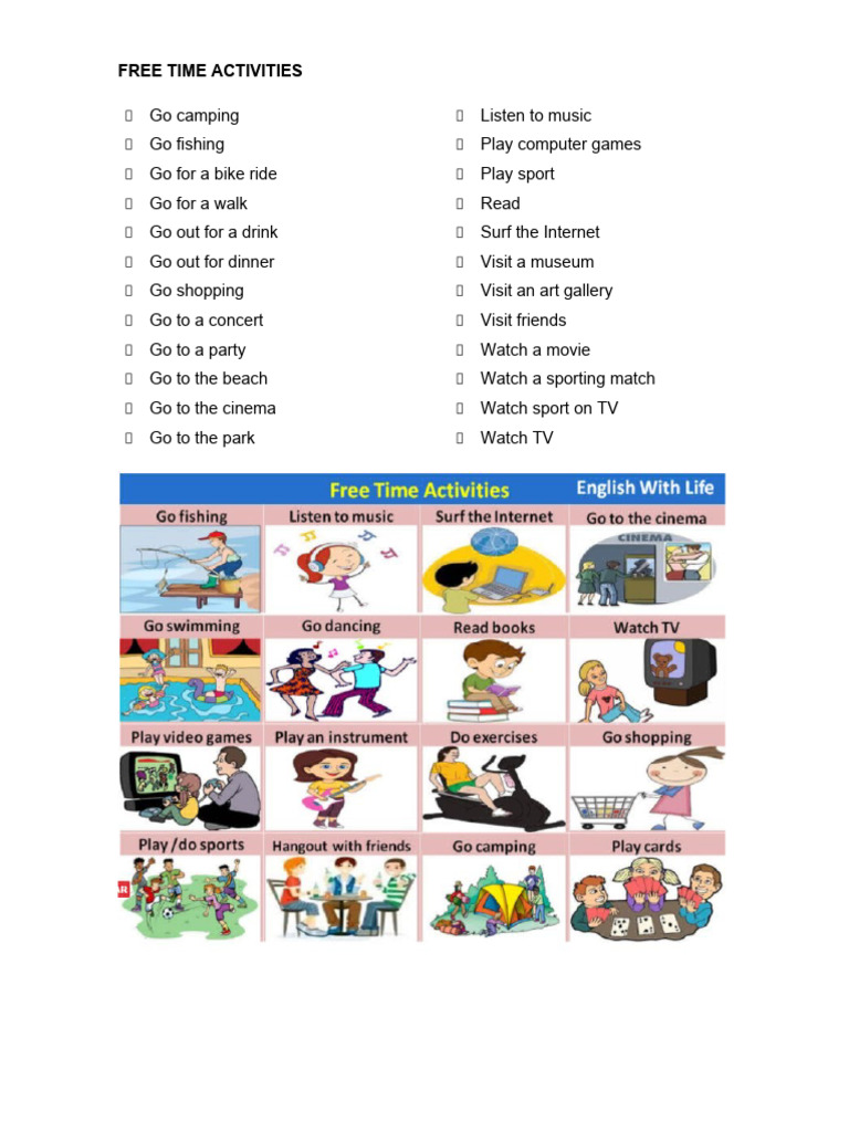 Free Time Activities | PDF