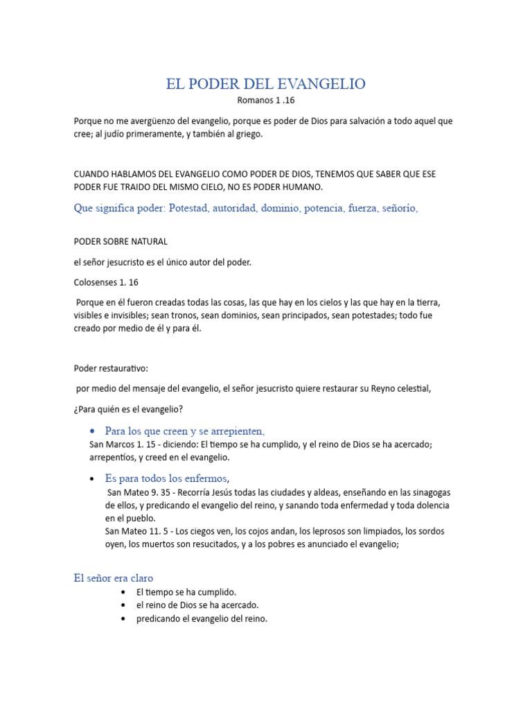 El Poder Del Evangelio | PDF