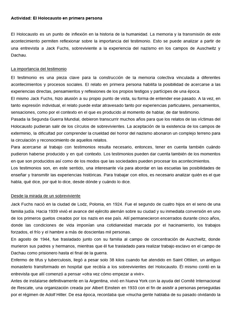 actividad holocausto | PDF