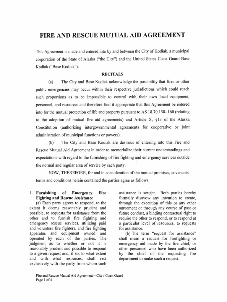 Kodiak Fire Rescue Mutual Aid Agreement | PDF