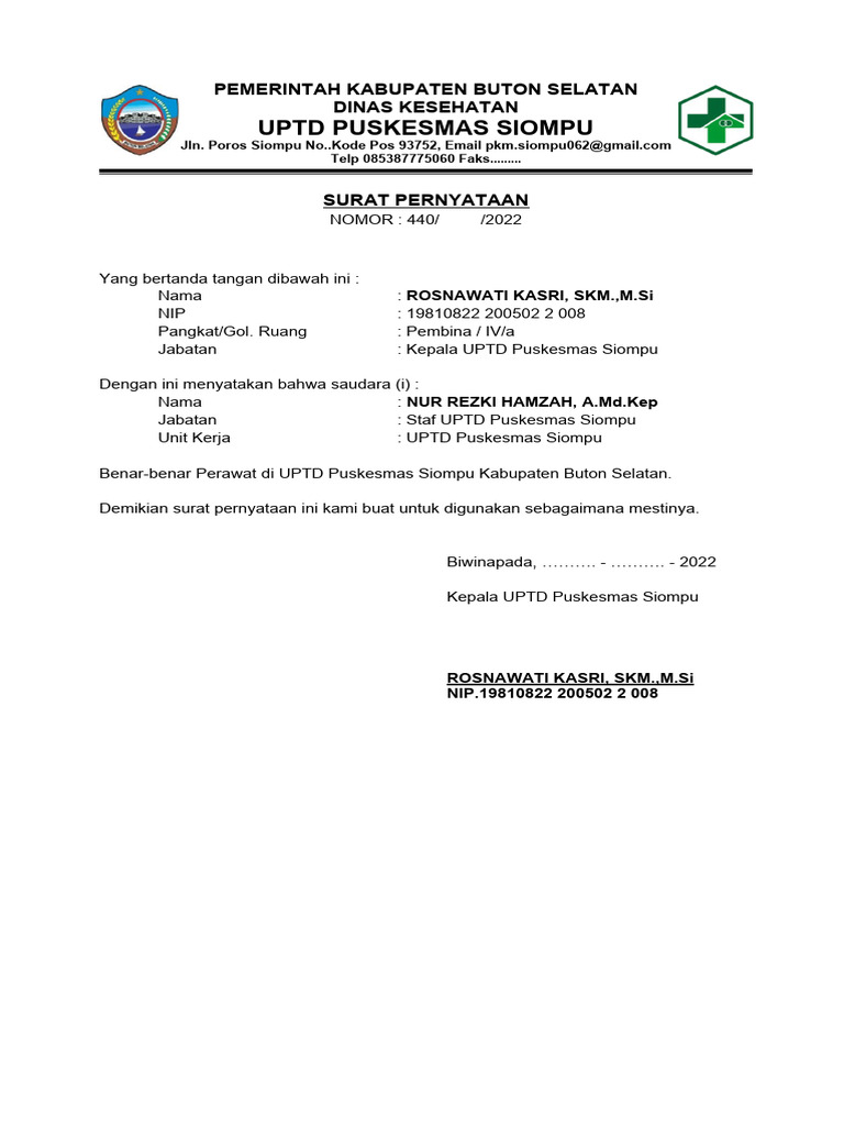 Surat Pernyataan Sikp, Sipp | PDF