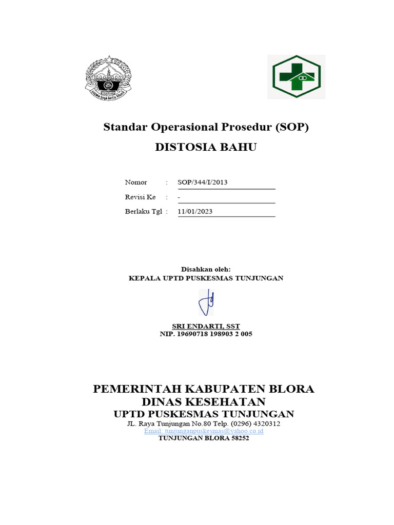 SOP Penanganan Distosia Bahu | PDF