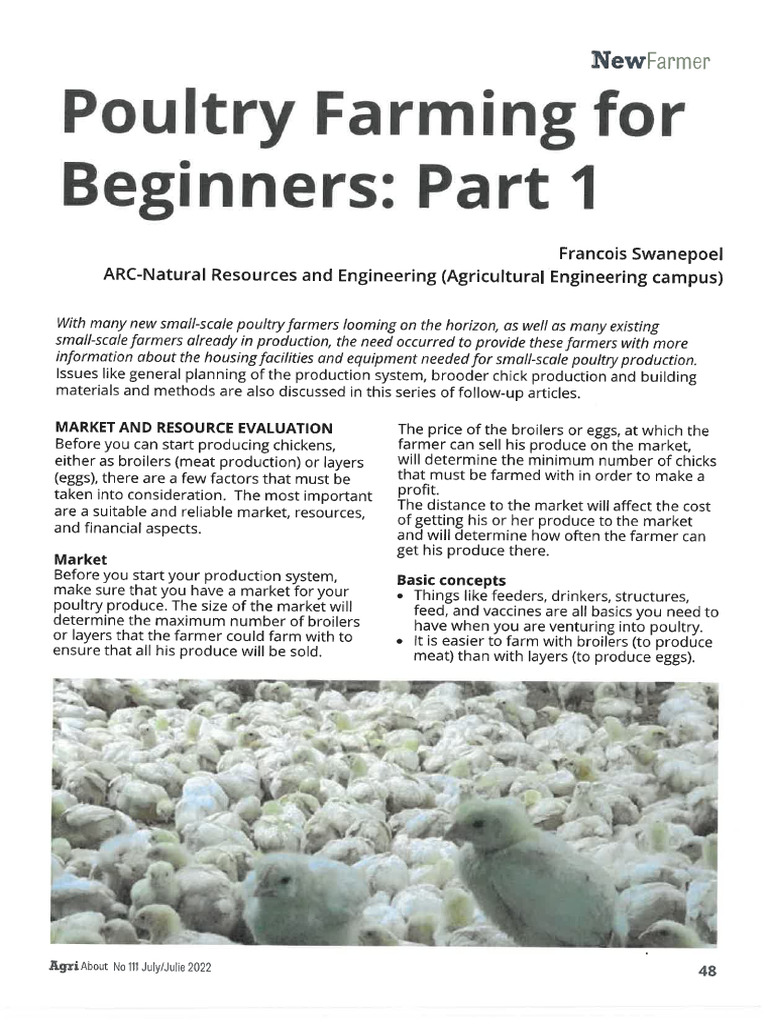 Poultry Farming For Beginners - Part 1 | PDF
