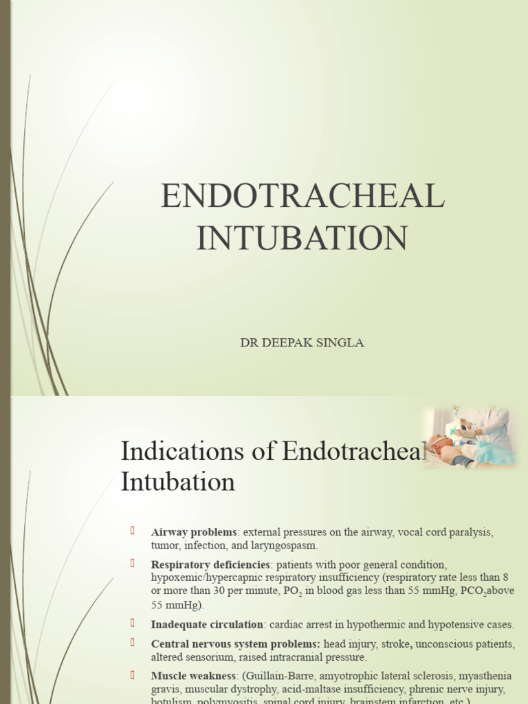 Indications for Endotracheal Intubation | PDF