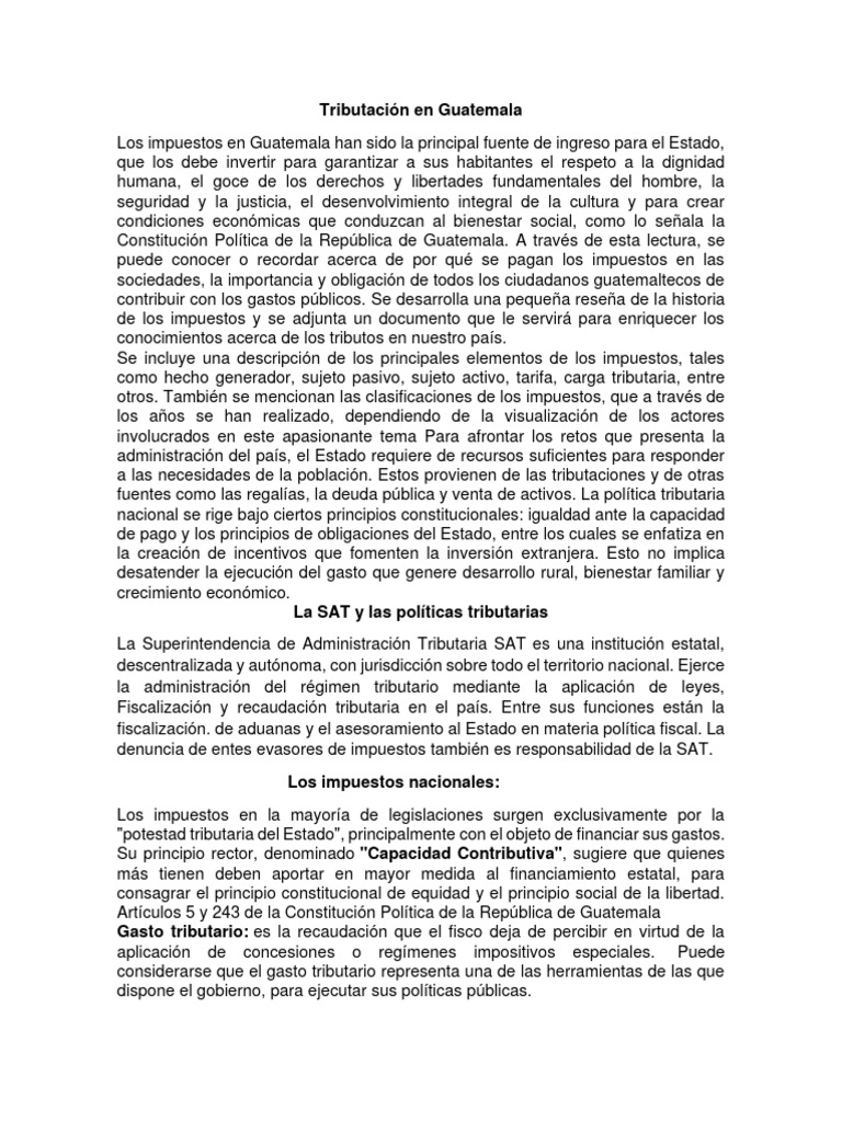 Tributación en Guatemala | PDF