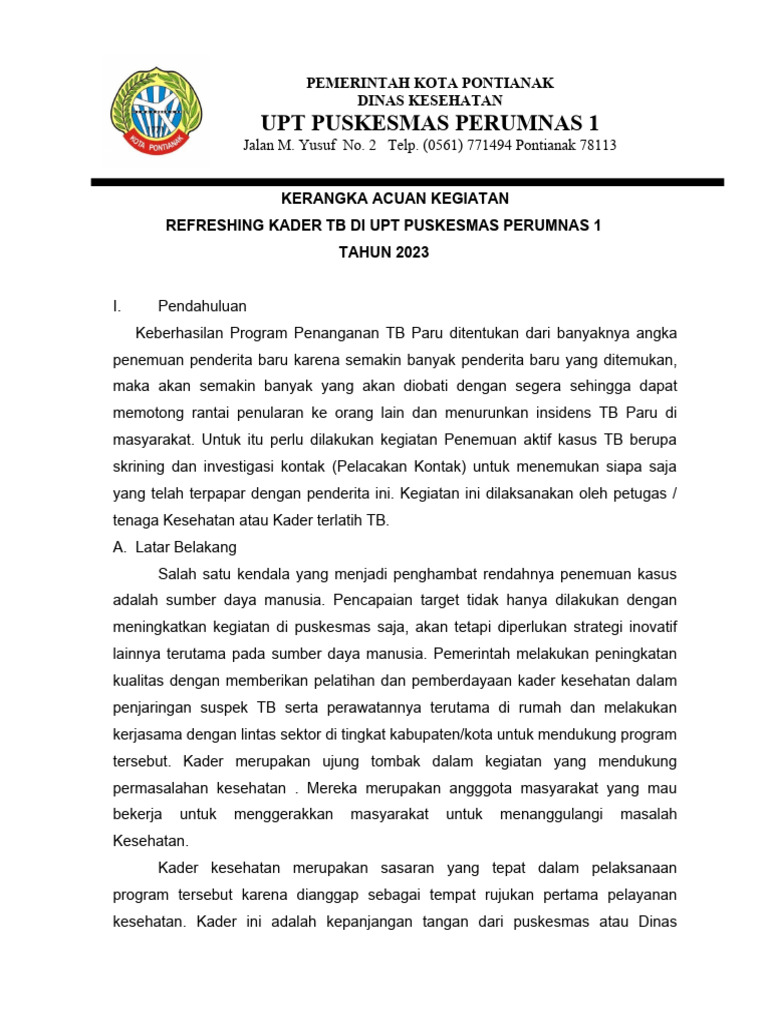 Kak Refreshing Kader TB Juni 23 | PDF