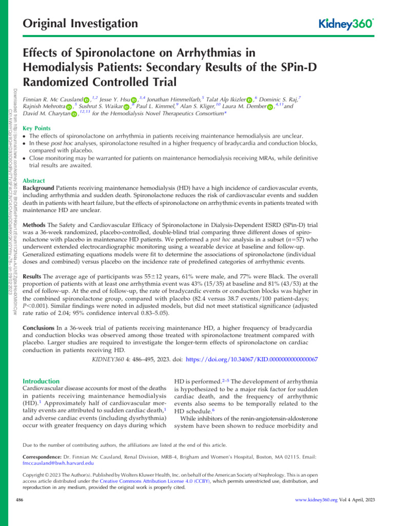 Effects of Spironolactone On Arrhythmias In.12 | PDF