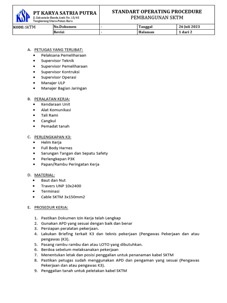 Sop SKTM | PDF