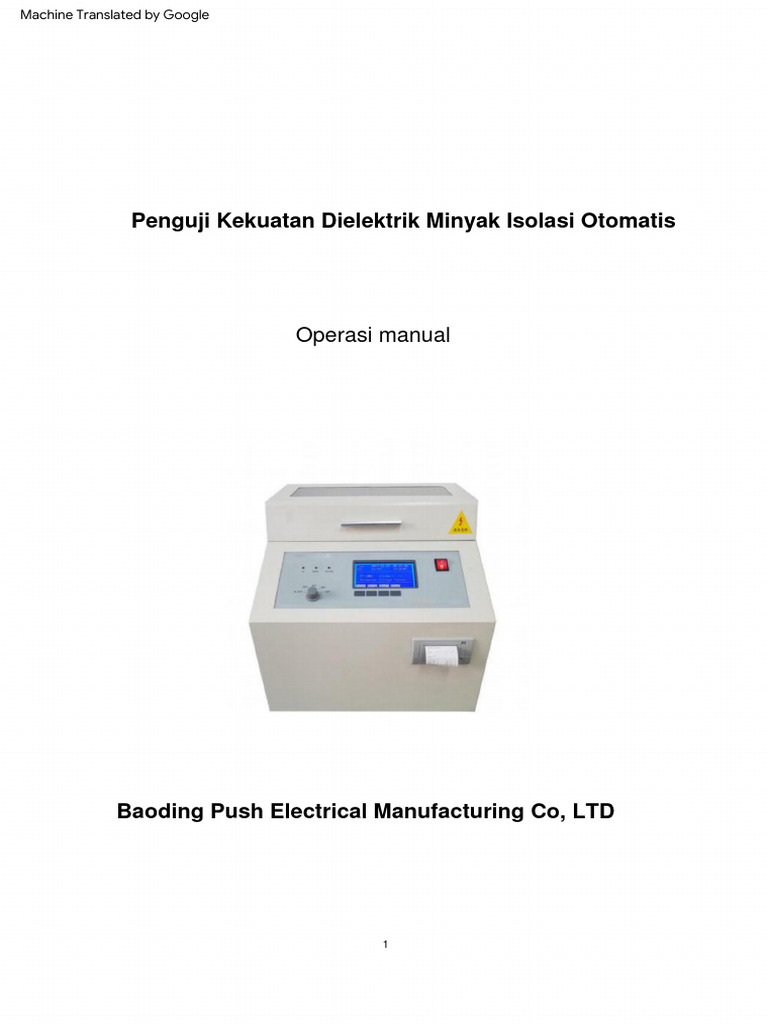 Specification of Dielectric Strength Tester BDV | PDF