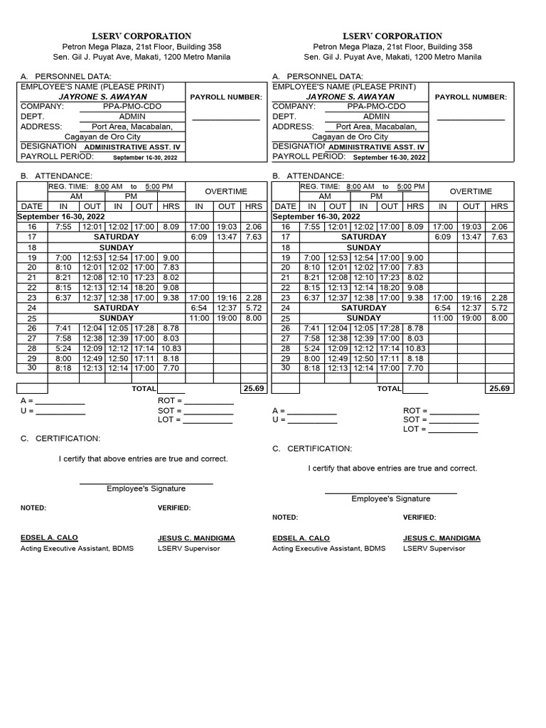 DTR August 16-31 | PDF