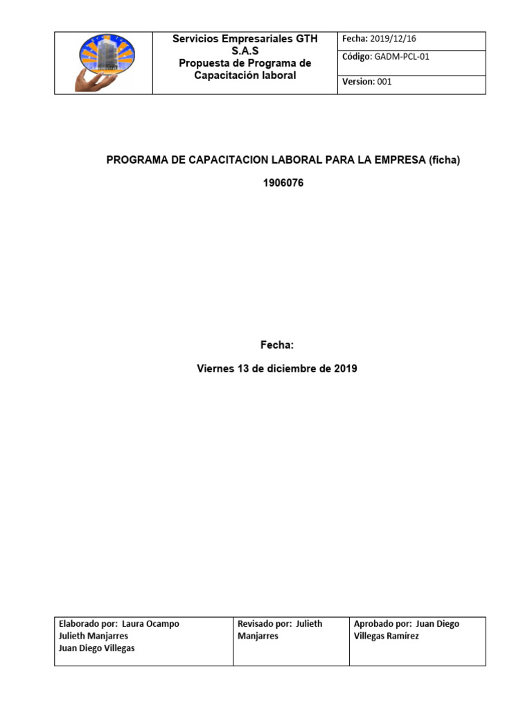Informe Programa de Capacitacion Laboral | PDF