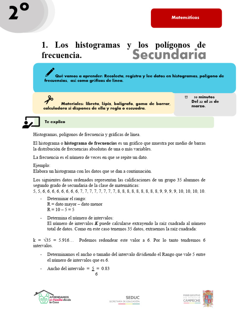 Histogramas y Polígonos para Secundaria | PDF | Histograma | Límite (Matemáticas)
