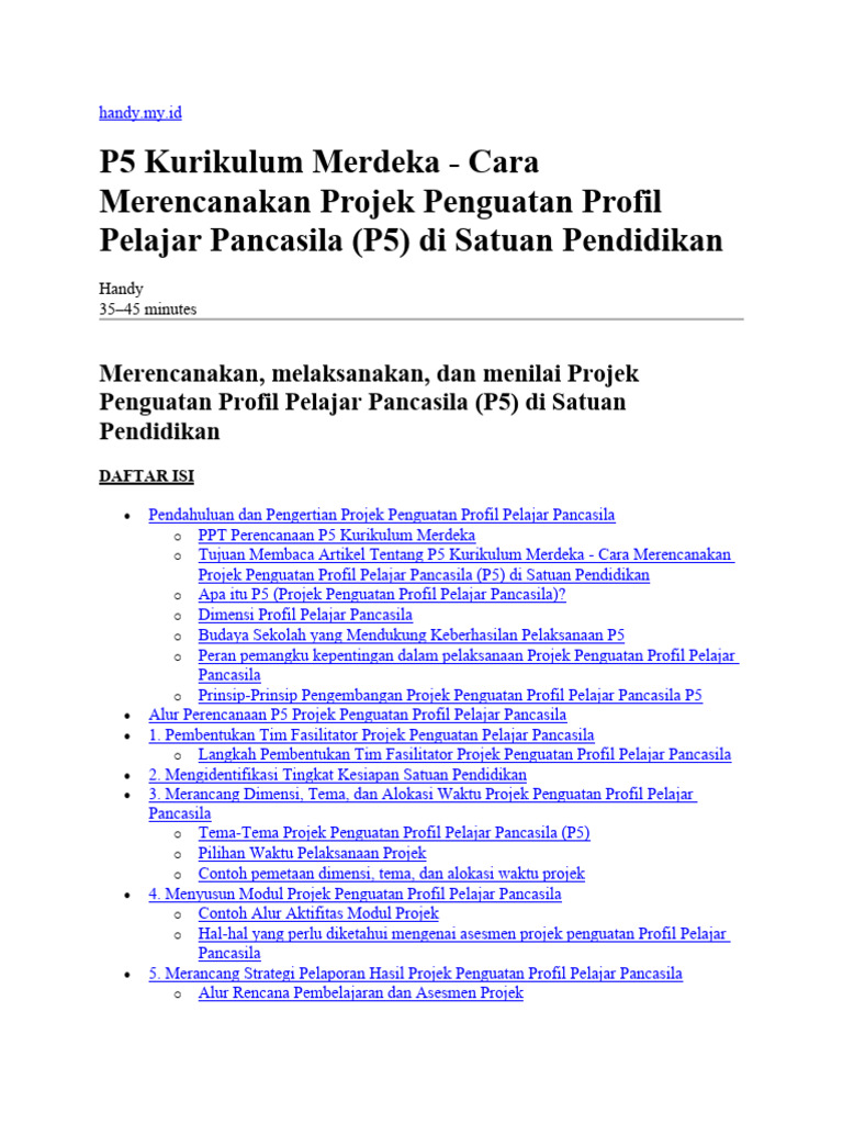 Cara Merencanakan Projek Penguatan Profil Pelajar Pancasila (P5) Di ...