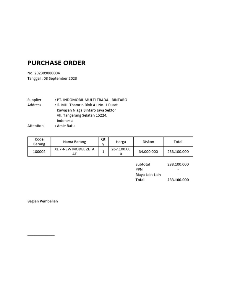 Purchase Order | PDF