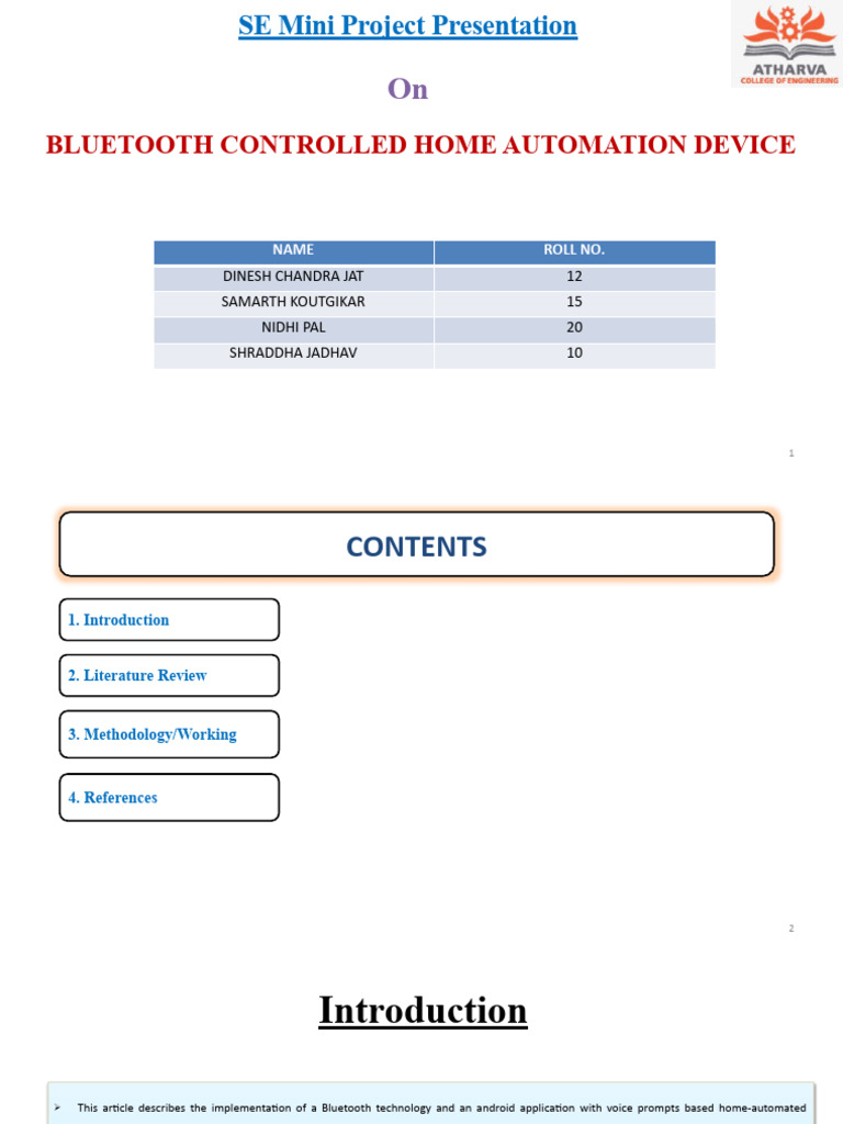 Bluetooth Control Home Automation Pdf