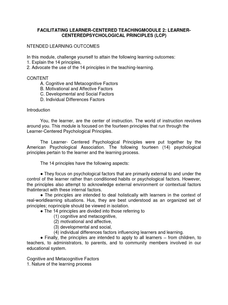 FACILITATING LEARNER Module 2 | PDF | Learning | Educational Assessment