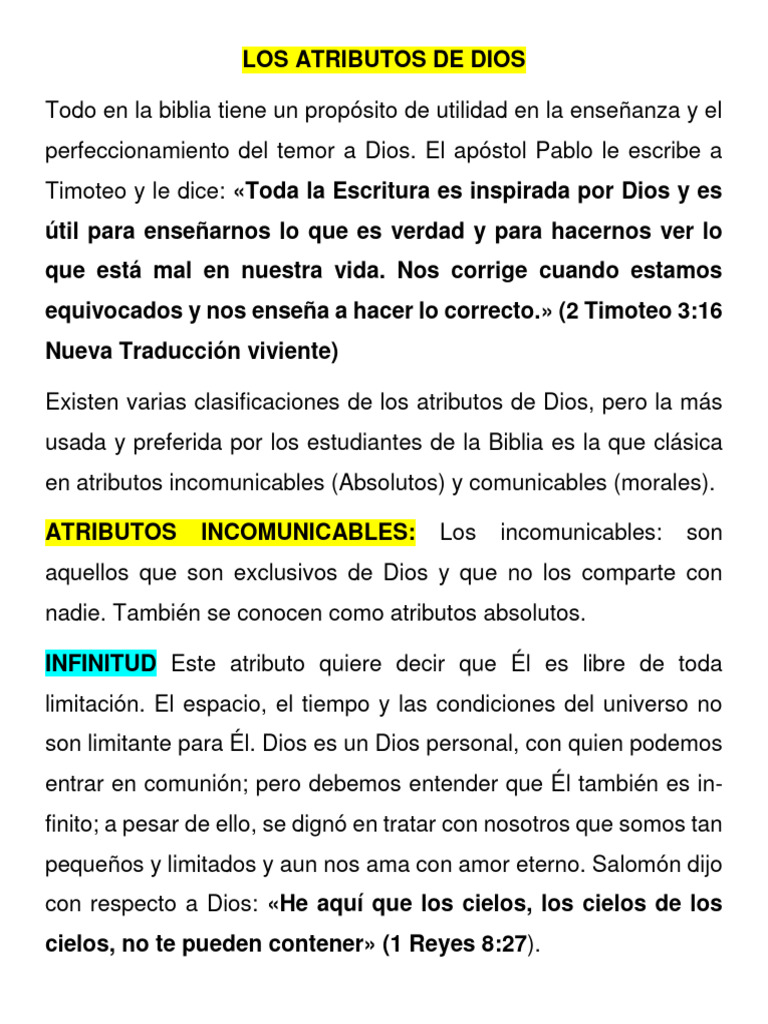 Los Atributos de Dios | PDF