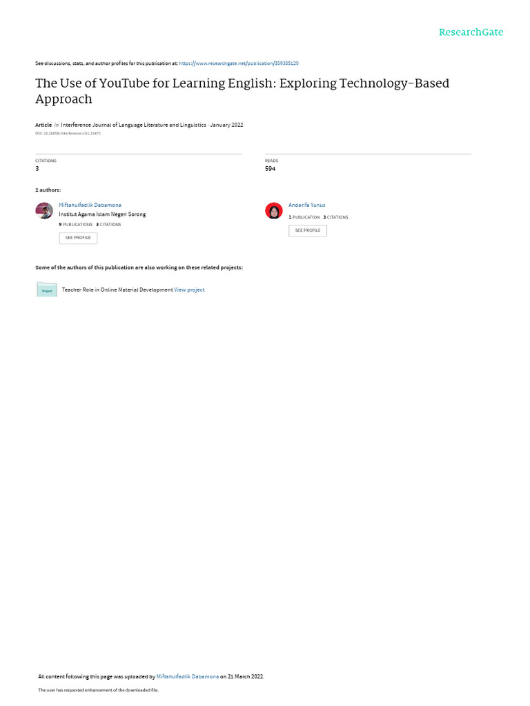 YouTube: English Learning Tool | PDF