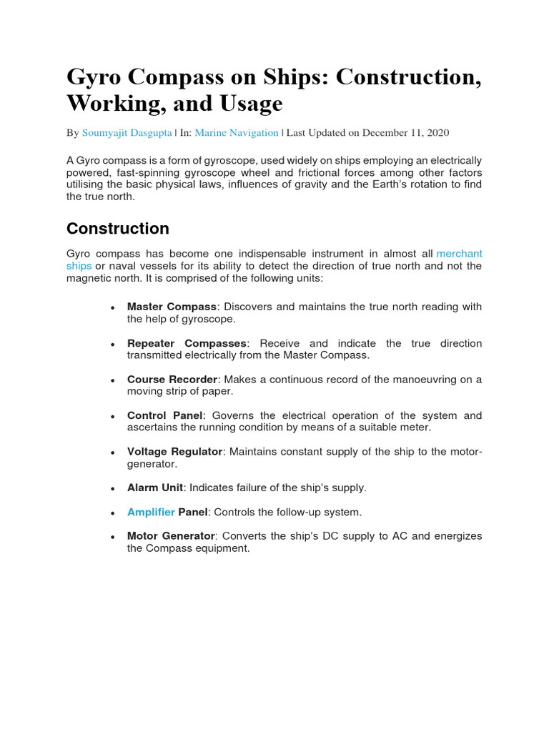 Gyro Compass On Ship | PDF | Gyroscope | Compass