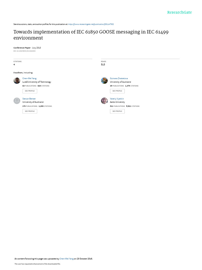 Towards Implementation of IEC 61850 GOOSE Messaging in IEC 61499 Environment | Download Free PDF ...