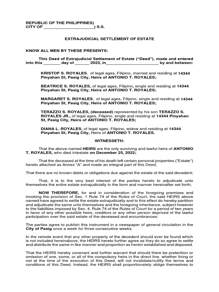 Extrajudicial Settlement of Estate | PDF Extrajudicial Settlement of Estate | PDF