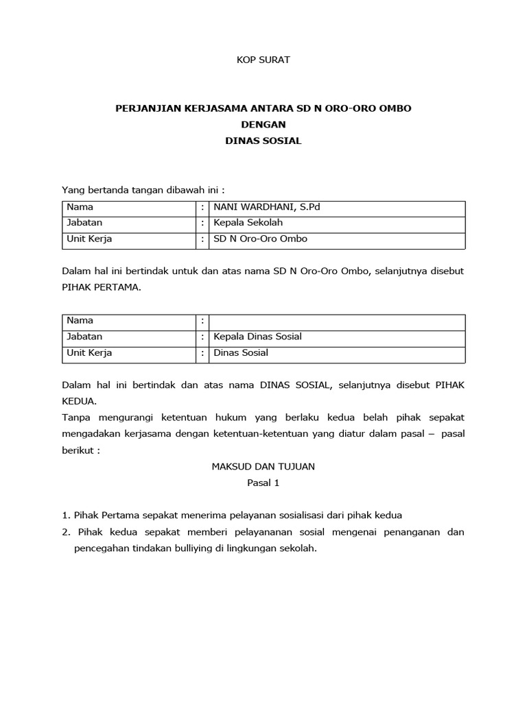 Draft MOU Perundungan | PDF