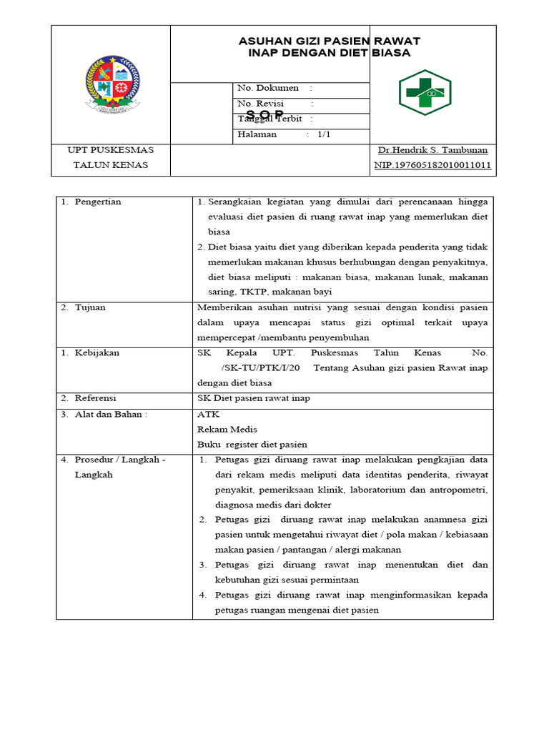 Sop Diet Biasa | PDF | Pengembangan Diri | Kesehatan Holistik