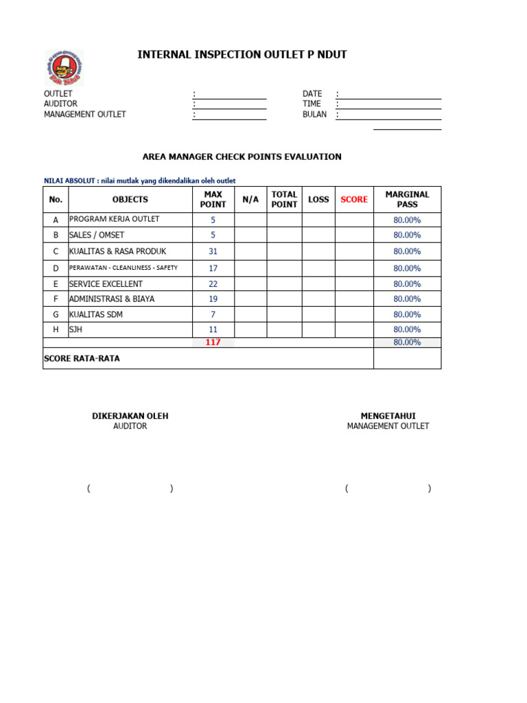 Audit Outlet Form | PDF