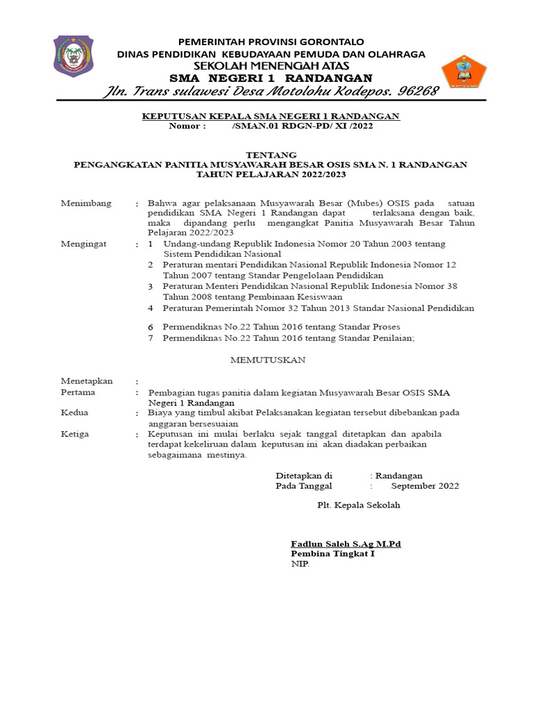 SK Mubes Osis 2022 | PDF