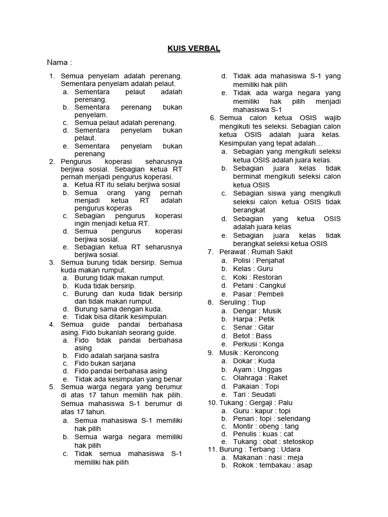 Kuis Logika dan Penalaran | PDF